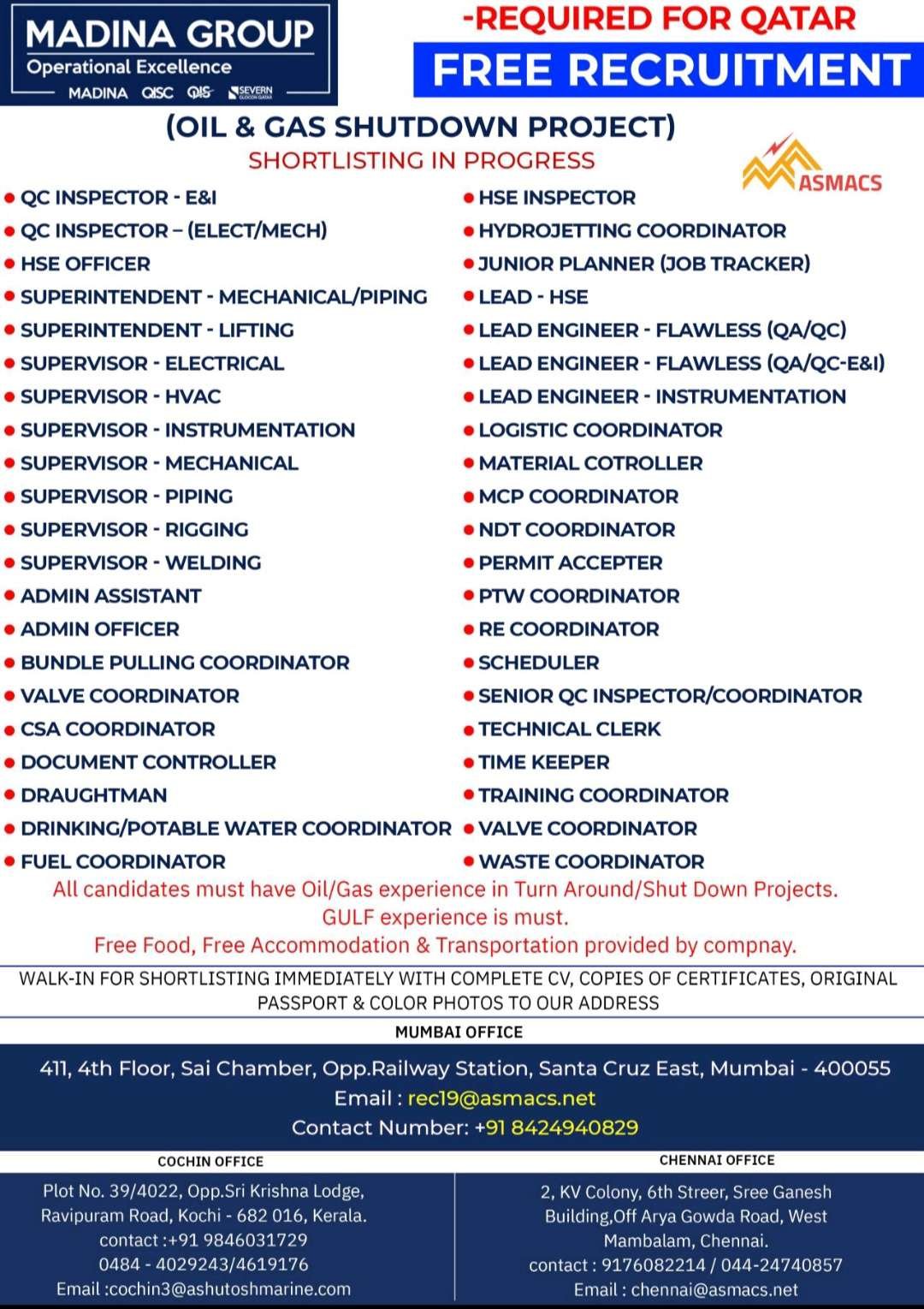 MADINA GROUP - FREE REQUIREMENT FOR QATAR - SHUTDOWN PROJECTS | Gulf ...